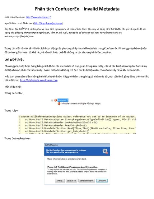 Phân tích ConfuserEX - Invalid Metadata (bài dịch) | PDF Phân tích ConfuserEX - Invalid Metadata (bài dịch) | PDF
