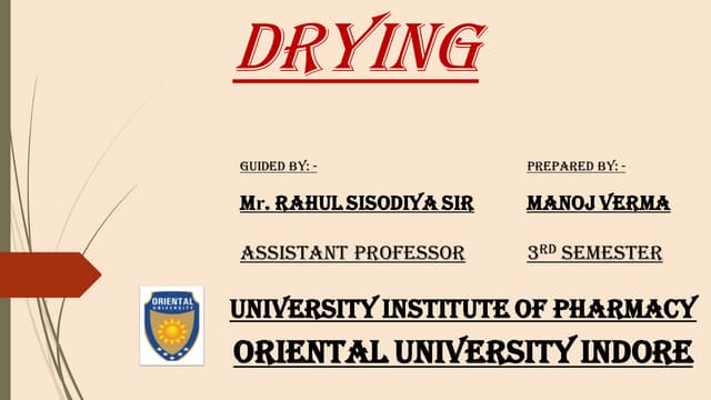 Drying- Pharmaceutical Engineering | PPT