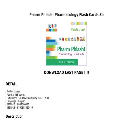 Pharm Phlash: Pharmacology Flash Cards 3e | PPT
