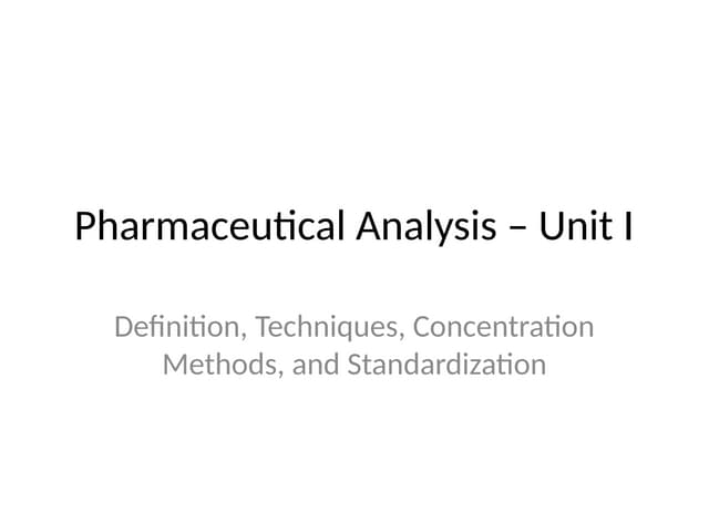 Introduction to Pharmaceutical analysis - I (HRB) | PDF