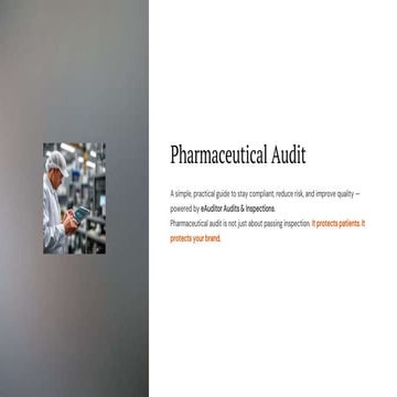 Pharmaceutical Audit with eAuditor Audits and inspections | PDF