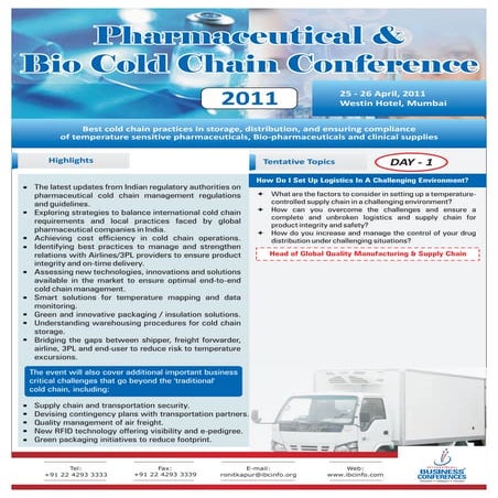 Pharmaceutical bio cold chain 2011 | PDF