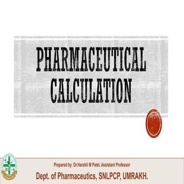 pharmaceutical calculations 8 | PPTX