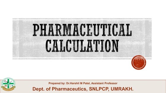 Pharmaceutical calculations 1 | PPT