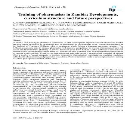 Pharmaceutical education in zambia | PDF