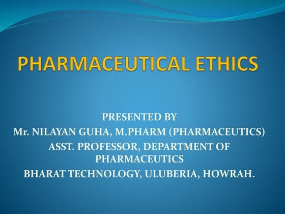 Codes of pharmaceutical ethics | PPT