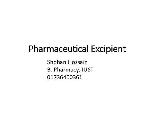 Excipients | PPT