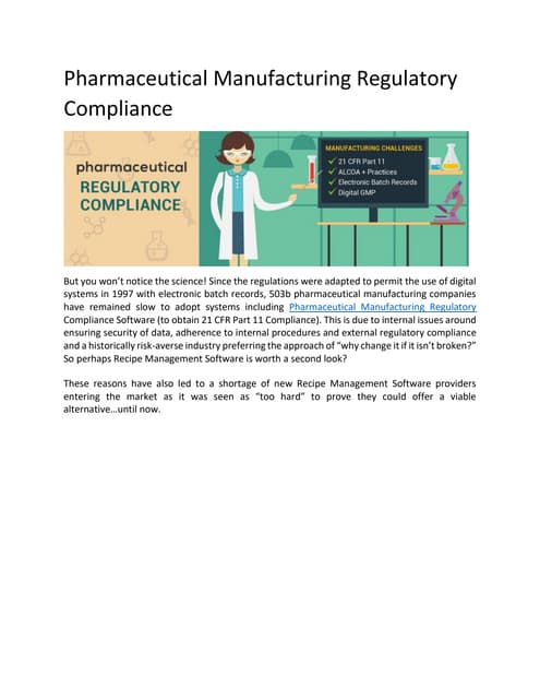 Digital Pharmaceutical Compliance.pdf | Pharmaceutical Industry | Industries