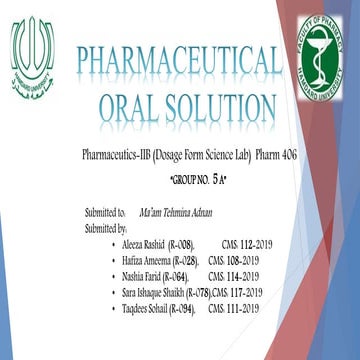 Pharmaceutical oral solutions A | PPTX