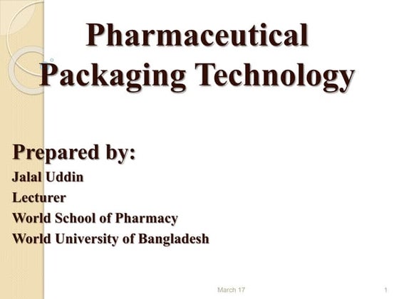 Pharmaceutical Packaging tablet and capsules | PPTX