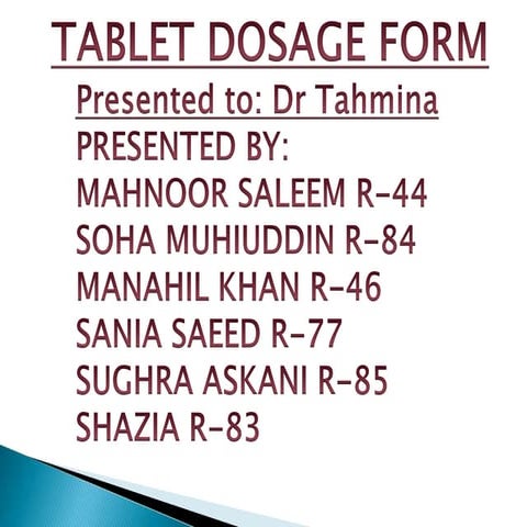 Pharmaceutical tablet dosage form gp B | PPTX