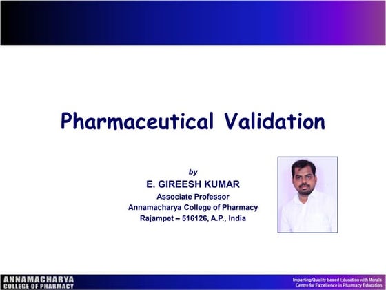 Validation in the Pharmaceutical Industry | PPTX | Pharmaceutical Industry | Industries
