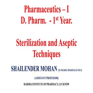Pharmaceutics – I: Sterilization | PDF