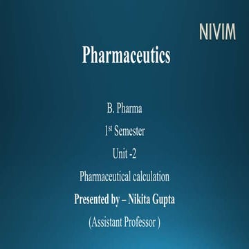 Pharmaceutics Unit -2.pptx | Alcoholic Beverages | Food & Drink