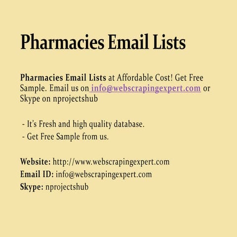 Pharmacies Email Lists | PPT