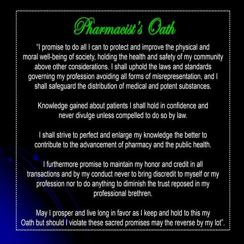 Pharmacist's Oath | PDF