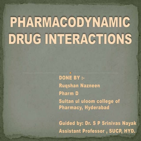 Pharmacodynamic drug interactions, Ruqshan Nazneen, SUCP | PPTX
