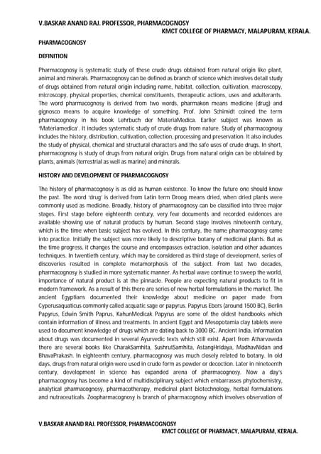 scope of Pharmacognosy | PPTX | Chemistry | Science