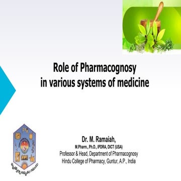 Role of Pharmacognosy in various systems of medicine | PDF