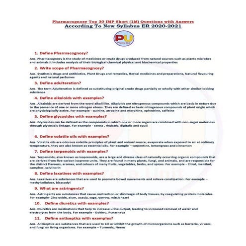 Pharmacognosy most important Ques &Ans.pdf