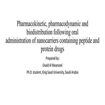Pharmacokinetic, pharmacodynamic and biodistribution following oral | PPTX
