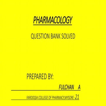 Pharmacology question and answer | PPTX