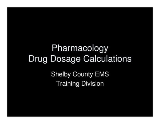 Drug Dosage Calculations | PPT