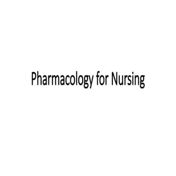 Pharmacology For Nursing Pptx Bsc Nursing Pptx
