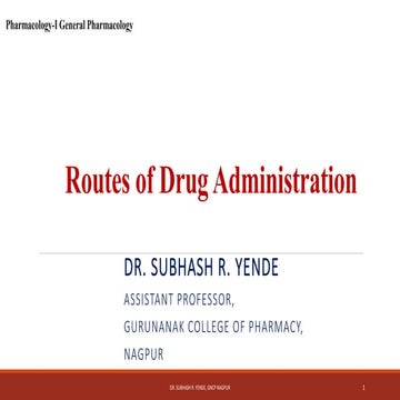 Pharmacology I Route of drug administration | PPTX