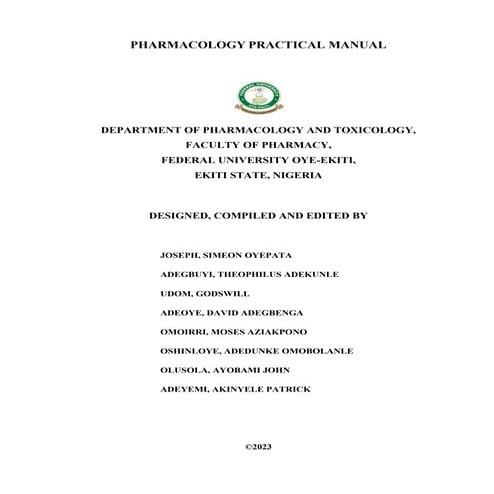 PHARMACOLOGY PRACTICAL MANUAL FOR STUDENTS AND YOUNG RESEARCHER | PDF