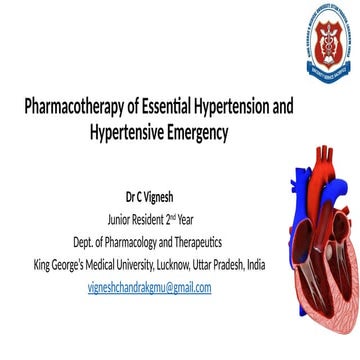 Pharmacotheraphy of essential HTN and HTN emergency | PPT