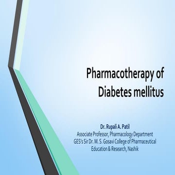 Pharmacotherapy of diabetes including diabetes complications | PDF