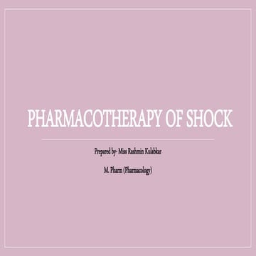 Pharmacotherapy of shock ppt | PPTX