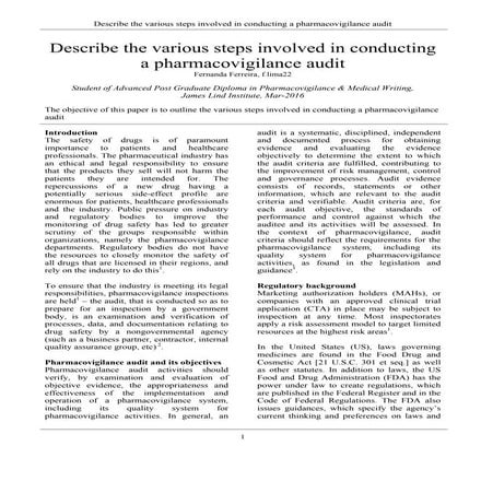 Pharmacovigilance audit | PDF | Pharmaceutical Industry | Industries