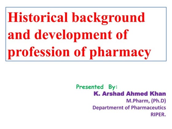 History of Pharmacy | PPT