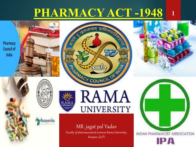 The Pharmacy act, 1948 | PPTX