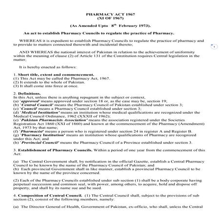 Pharmacy act 67 | PDF