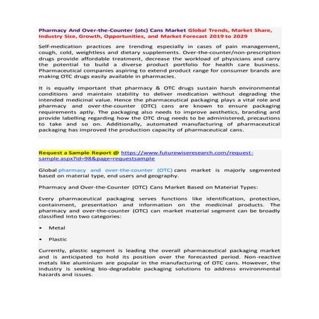 Pharmacy and over the-counter (otc) cans market global trends, market ...