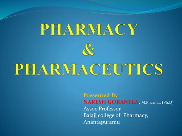 Introduction to pharmacy | PPTX