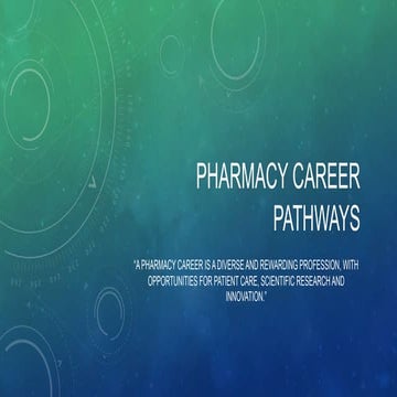 Pharmacy career pathways | Pharmacy is Right for me | PPTX