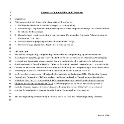 Pharmacy compounding ohio law | PDF