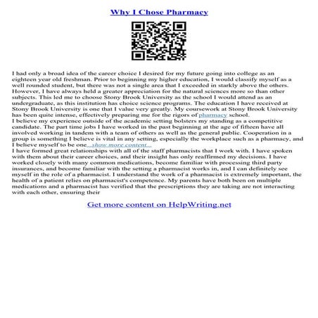 Pharmacy Essay Examples | PDF