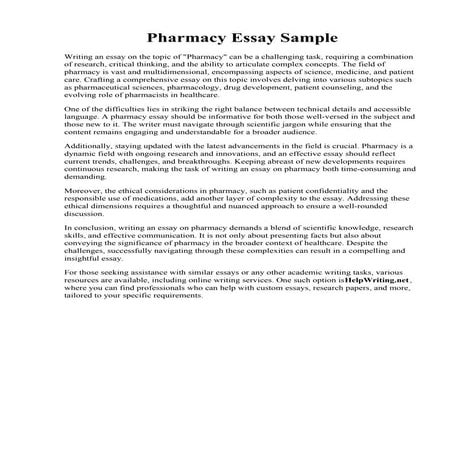 Pharmacy Essay Sample | PDF