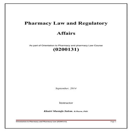 Pharmacy law and regulations 2014 | DOC