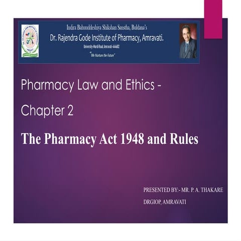 The Pharmacy Act 1948 and Rules | Pharmacy Law and Ethics - Chapter 2 ...
