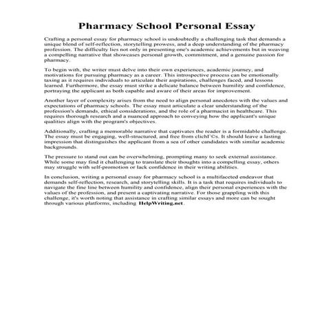 Pharmacy School Personal Essay | PDF