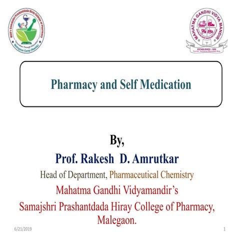 Pharmacy & self medication by prof. amrutkar rakesh d. | PPTX