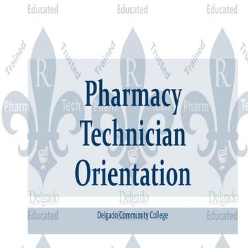 Pharmacy technician orientation 2014 | PPTX