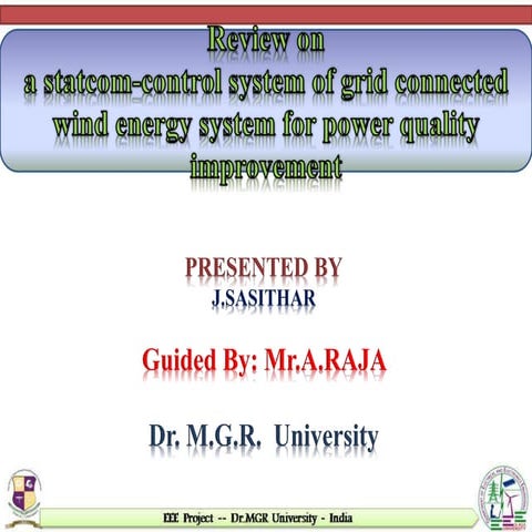 Statcom Control System Of Grid Connected Wind Energy System Ppt 1678