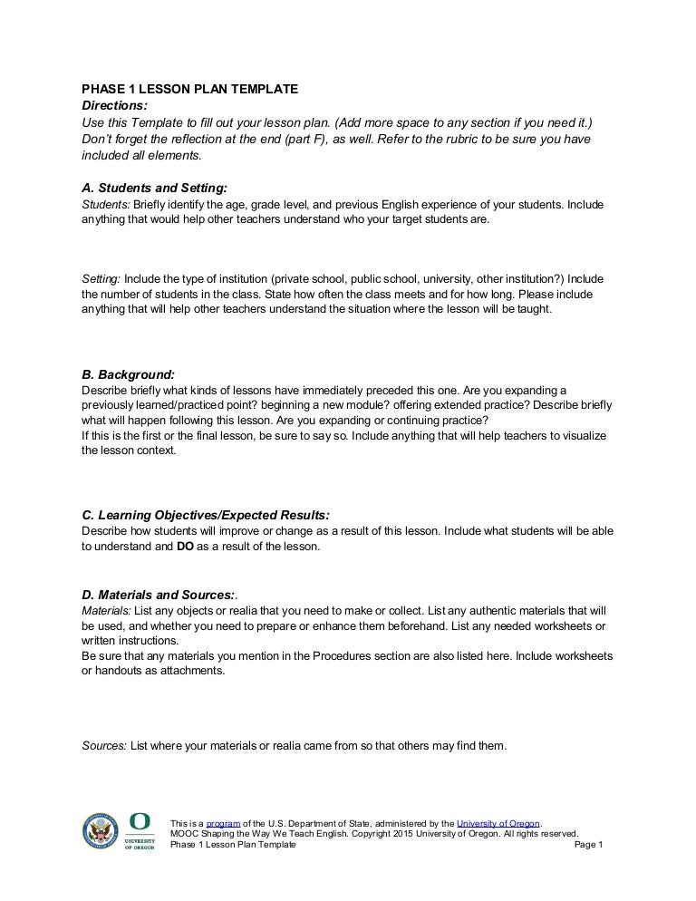 Lesson plan template